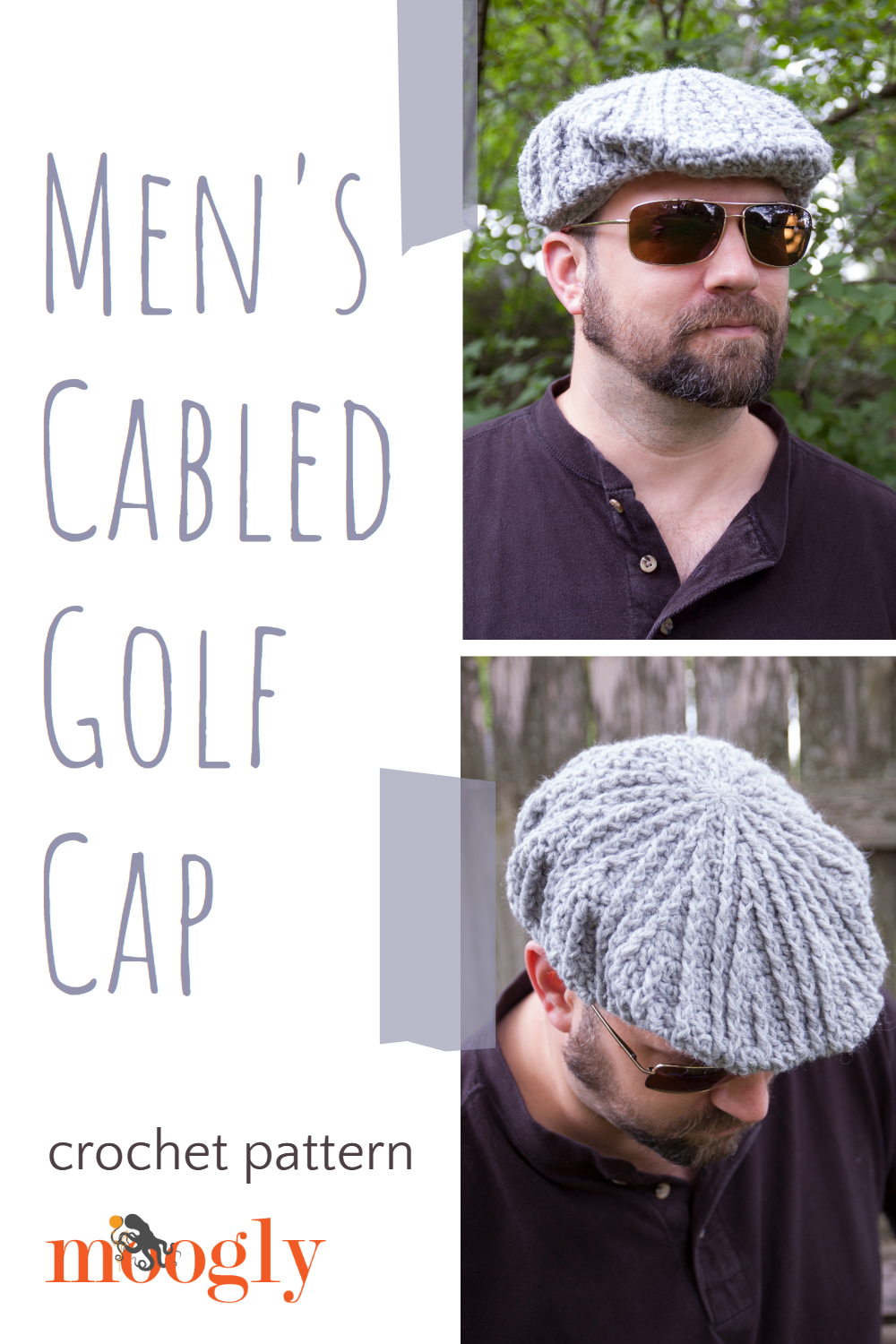 Men's Cabled Golf Cap - Free Crochet Pattern on Moogly!