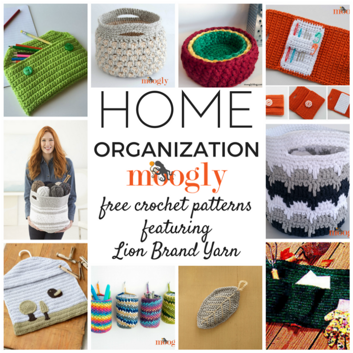 Crochet Home Organization Patterns with Lion Brand Yarn - All Free ...