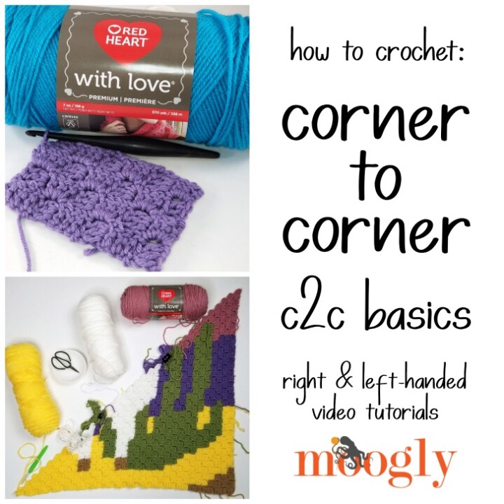 How to Corner to Corner Crochet - C2C - Video Tutorials on Moogly