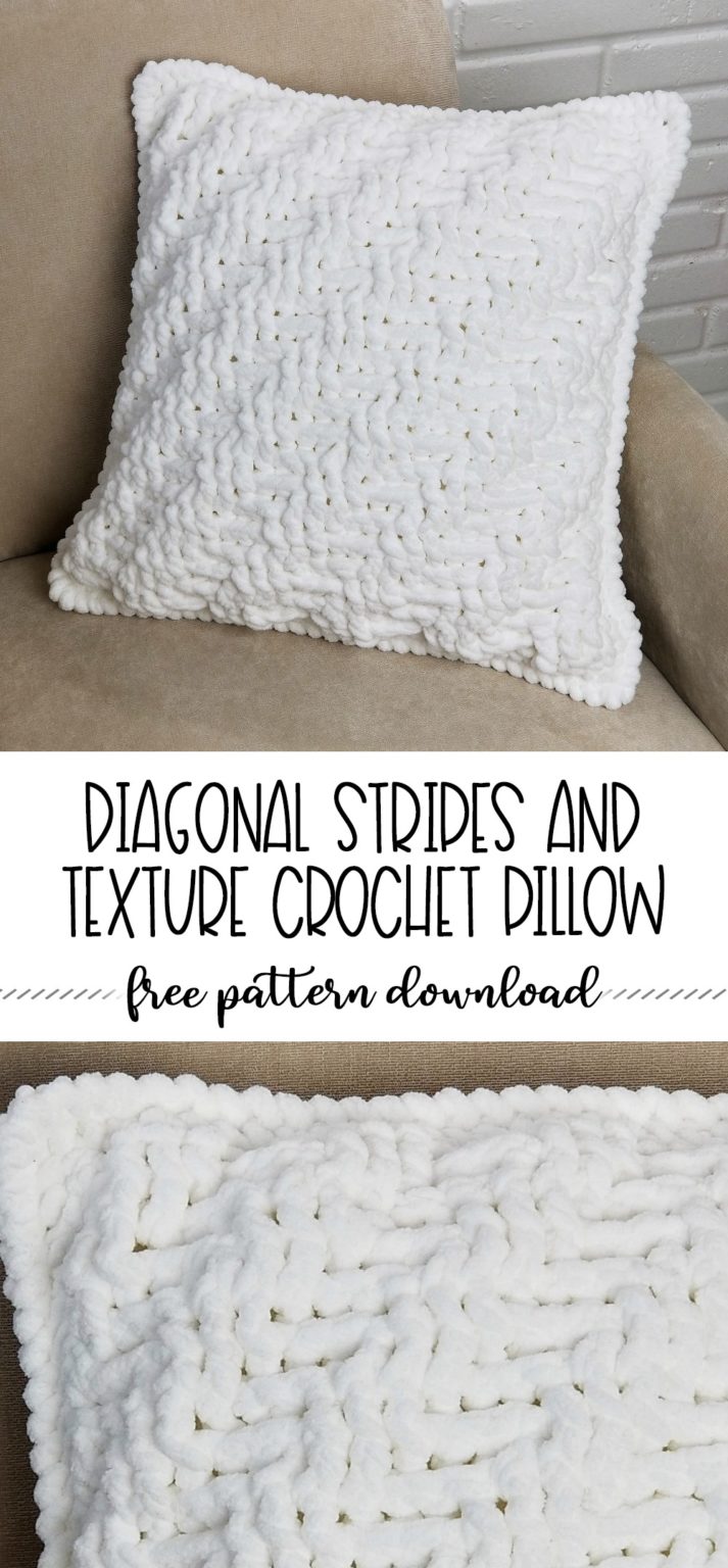 Diagonal Stripes and Texture Crochet Pillow - Moogly
