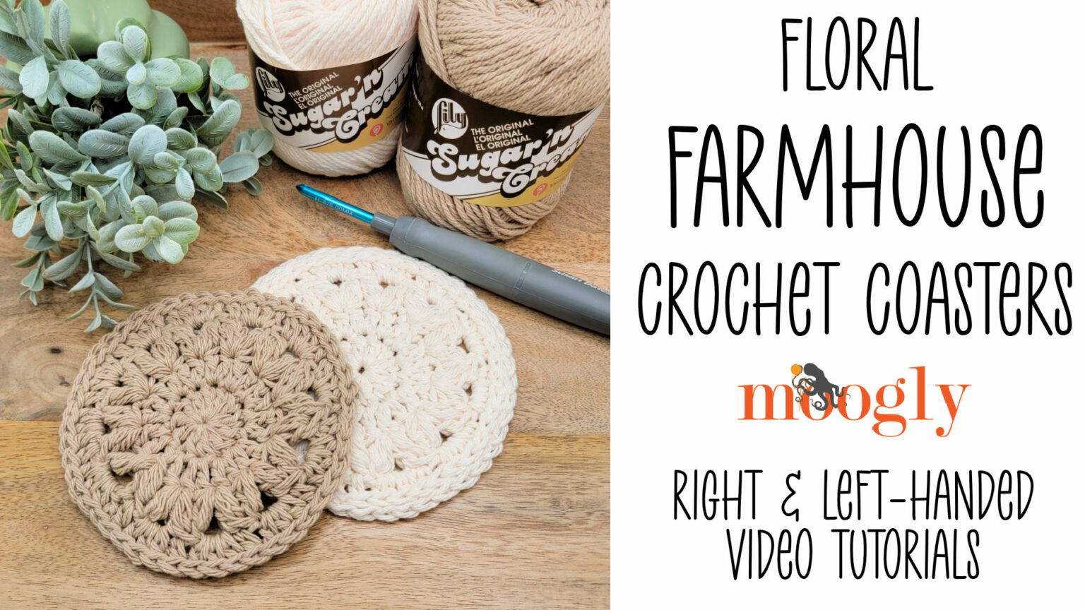 Floral Farmhouse Crochet Coasters Tutorial - moogly