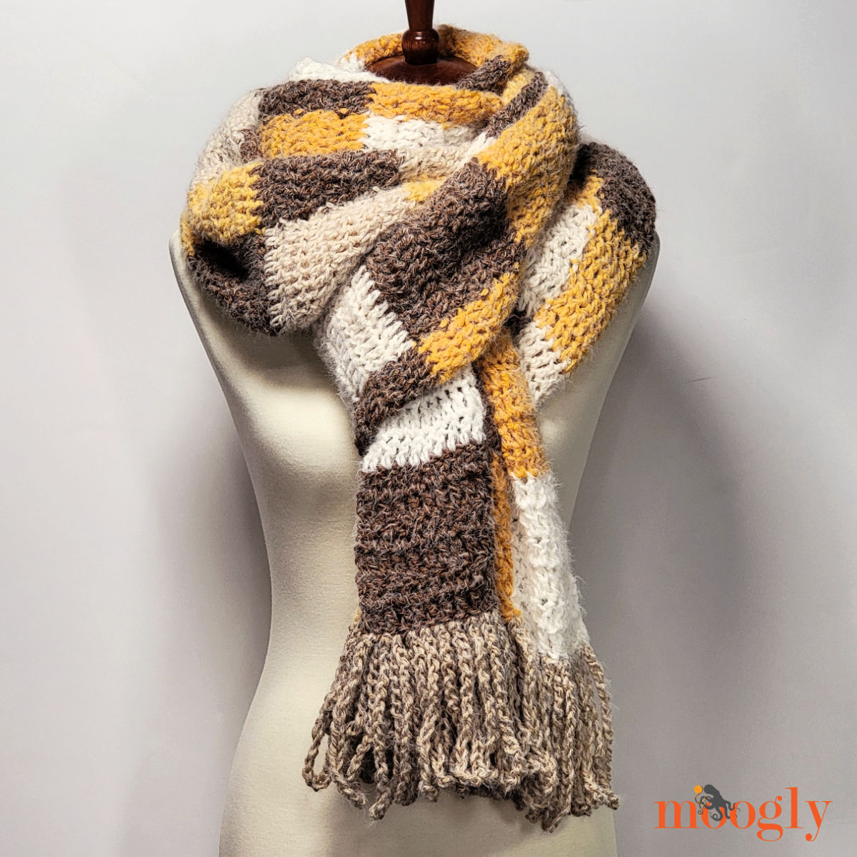 Big Checked Crochet Scarf - Free Pattern on Moogly