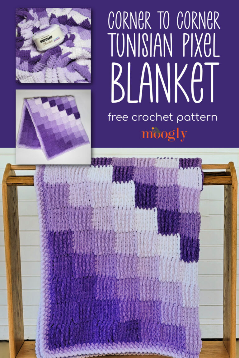 Corner to Corner Tunisian Pixel Blanket - Free Crochet Pattern