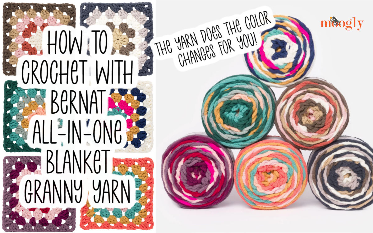 How to Crochet with Bernat All-In-One Blanket Granny Yarn - moogly